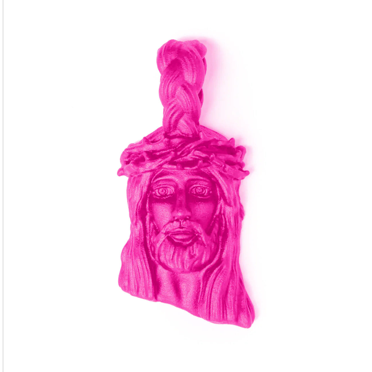 Matte Pink Small Jesus Piece Pendant | cgichains